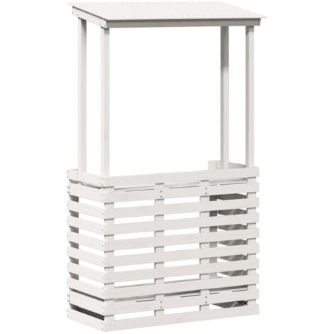 Outdoor Bar Table with Roof White 112.5x57x195.5 cm Solid Wood vidaXL