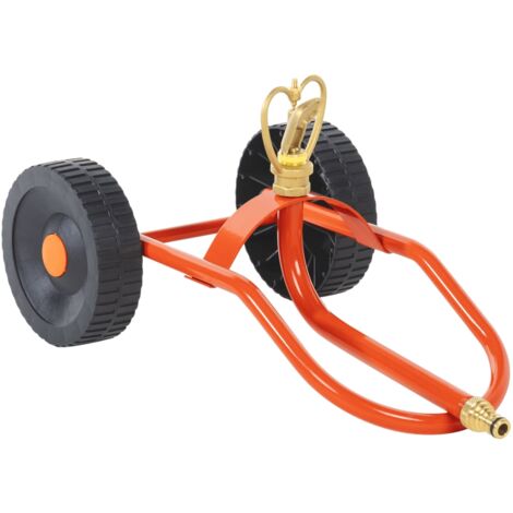 Wheeled Sprinkler Sled with Rotatable Head Red Steel vidaXL