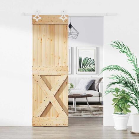 Sliding Door with Hardware Set 70x210 cm Solid Wood Pine vidaXL