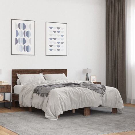 Bed Frame without Mattress Brown Oak 135x190 cm Double vidaXL