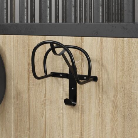 Bridle Rack Wall Mounted Black Iron vidaXL
