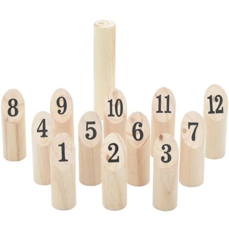 13 Piece Number Kubb Game Set with Carrying Bag Solid Pine Wood vidaXL
