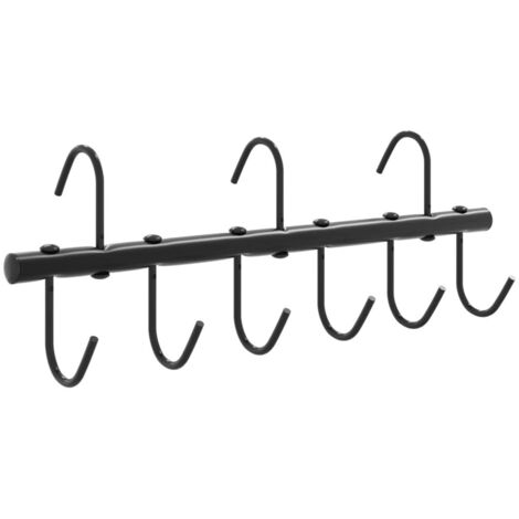 Bridle Hanger with 9 Swivel Hooks Black Steel vidaXL