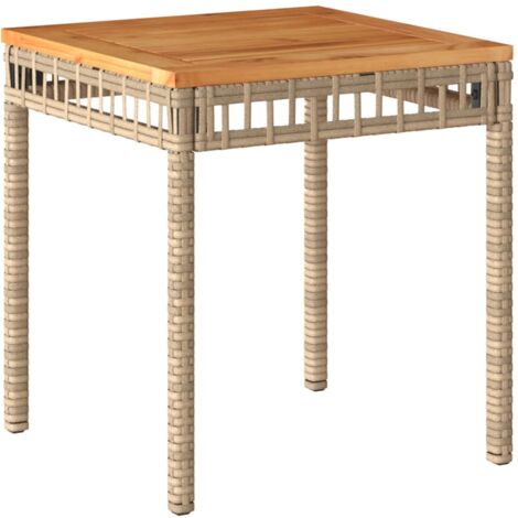 Garden Table Mix Beige 38x38x42 cm Poly Rattan Acacia Wood vidaXL