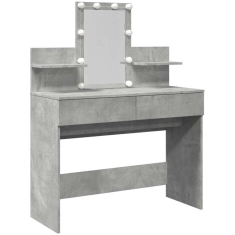 Dressing Table with LED Concrete Grey 100x40x130 cm vidaXL