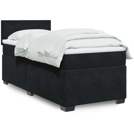Box Spring Bed with Mattress Black 100x200 cm Velvet vidaXL