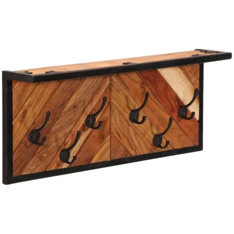 Wall-mounted Coat Rack with 6 Hooks Solid Wood Acacia vidaXL