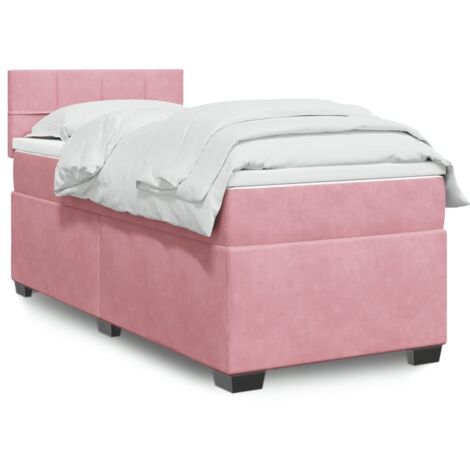 Box Spring Bed with Mattress Pink 90x190 cm Velvet vidaXL