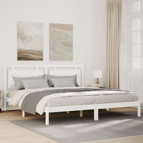 Extra Long Bed Frame without Mattress White 200x210 cm Solid Wood vidaXL