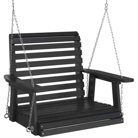 Garden Swing Chair with Metal Chains Black Solid Wood Fir vidaXL