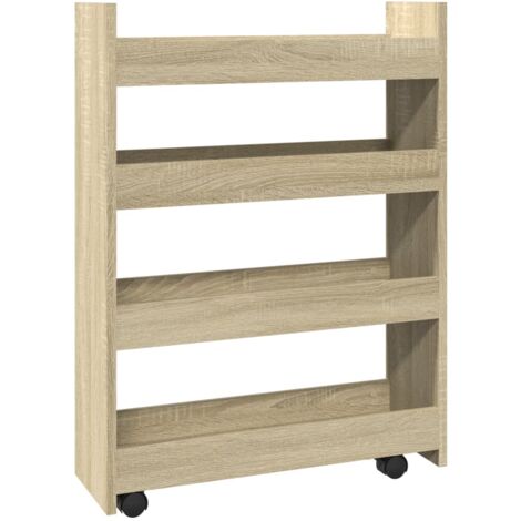 Narrow Storage Trolley 4 Tier Sonoma Oak Engineered Wood vidaXL