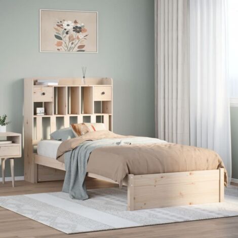 Bookcase Bed without Mattress 90x190cm Single Solid Wood Pine vidaXL