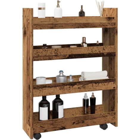 Narrow Storage Trolley 4 Tier Old Wood Engineered Wood vidaXL