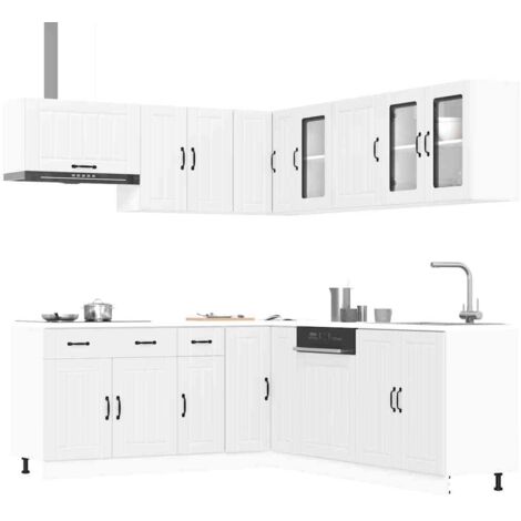 vidaXL 11 Piece Kitchen Cabinet Set Lucca White Engineered Wood