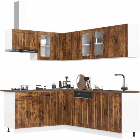 vidaXL 11 Piece Kitchen Cabinet Set Lucca Smoked Oak Engineered Wood