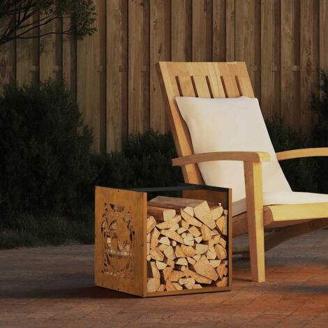 Firewood Rack 40x40x40 cm Weathering Steel vidaXL