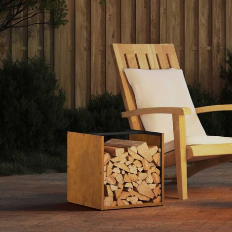 Firewood Rack 40x40x40 cm Weathering Steel vidaXL