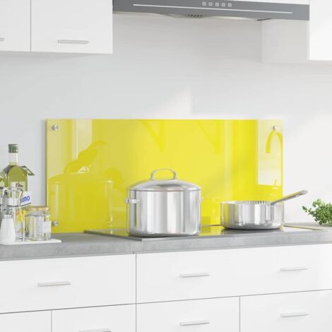 Kitchen Backsplash Yellow Tempered glass 100 x 40 x 0.6 cm Tough vidaXL