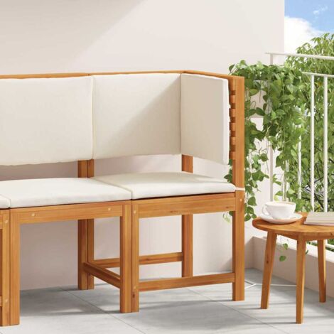 Cream white, Natural wood Solid Wood, Polyester Fabric Standard vidaXL