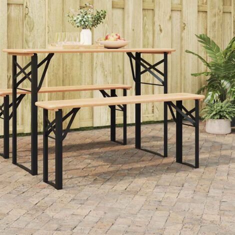 Beer Bench Legs Black Powder-Coated Steel vidaXL