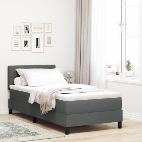 Box Spring Bed with Mattress Dark grey 100 x 200 cm Fabric vidaXL