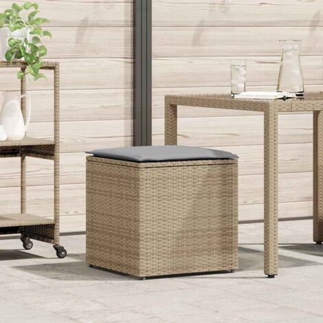 Cushion Box with Storage Beige 50 x 50 x 50 cm Poly Rattan vidaXL