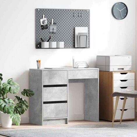 Desk with Shelf Concrete grey 90 x 37.5 x 75 cm Engineered Wood vidaXL