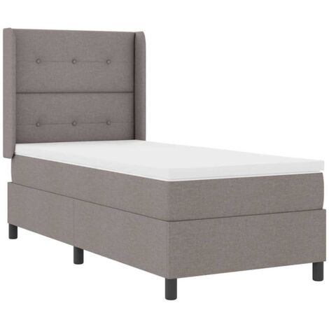 Box Spring Bed with Mattress Taupe 90 x 200 cm Fabric vidaXL