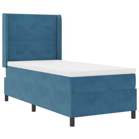 Box Spring Bed with Headboard Blue 90 x 190 cm Velvet vidaXL