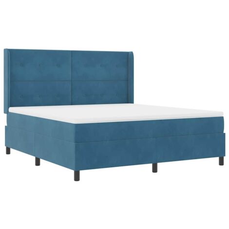 Box Spring Bed with Headboard Blue 180 x 200 cm Velvet vidaXL