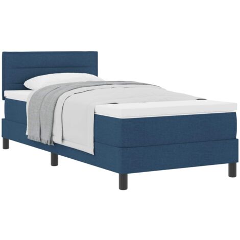 Box Spring Bed with Mattress Blue 90 x 200 cm Fabric vidaXL
