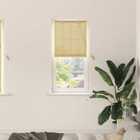 Window Blinds & Shades with Curtains Manual Natural Bamboo vidaXL