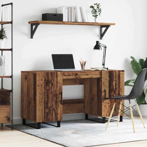 Desk with Shelf Old wood 140 x 50 x 75 cm Engineered wood vidaXL