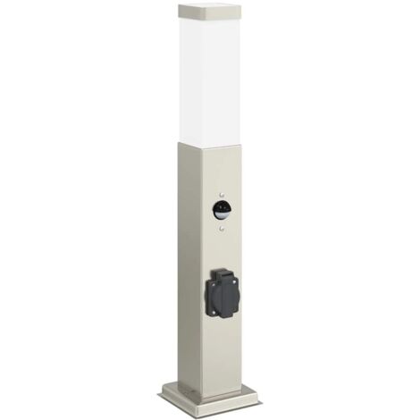 Bollard Light with Sensor&Outlet 50 cm Stainless Steel IP44 vidaXL