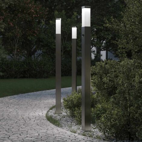 Bollard Lights with Sensor 3 pcs 110 cm Stainless Steel IP44 vidaXL