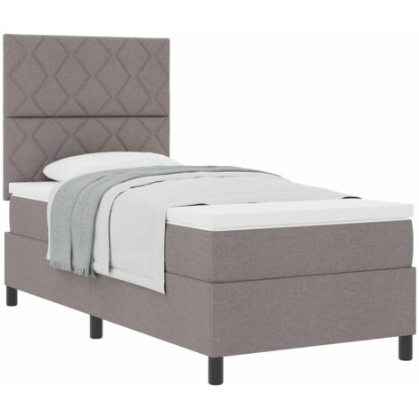 Box Spring Bed with Mattress Taupe 90 x 200 cm Fabric vidaXL