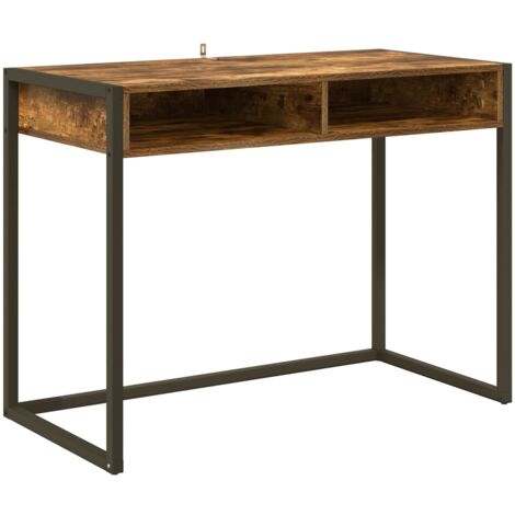 Desk with Storage Smoke Oak 100 x 50 x 75 cm Engineered Wood vidaXL
