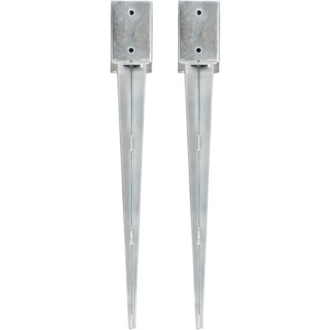 Ground Spikes 2 pcs Silver 9x9x75 cm Galvanised Steel vidaXL