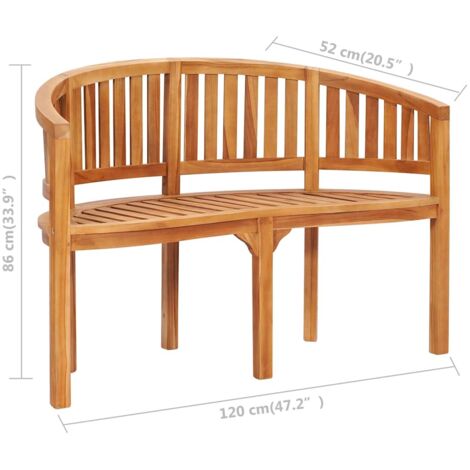 Banana Bench 120 cm Solid Teak Wood vidaXL
