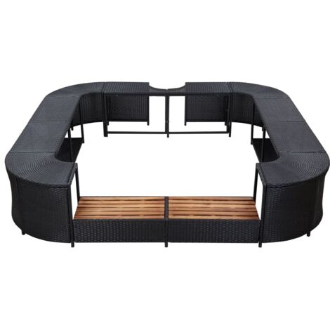 Square Spa Surround Black 268 x 268 x 55 cm Poly Rattan vidaXL