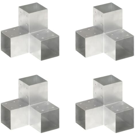 Post Connectors 4 pcs Y Shape Galvanised Metal 101x101 mm vidaXL