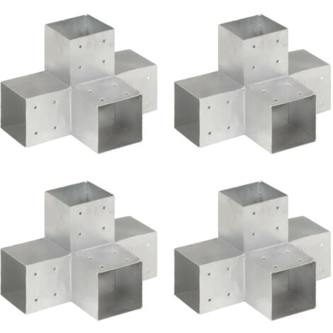 Post Connectors 4 pcs X Shape Galvanised Metal 101x101 mm vidaXL