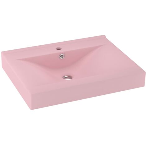 Luxury Basin with Faucet Hole Matt Pink 60x46 cm Ceramic vidaXL
