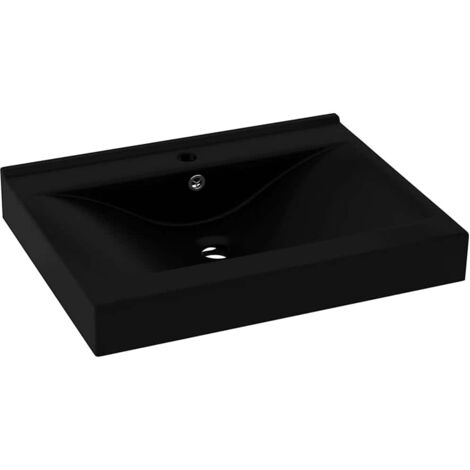 Luxury Basin with Faucet Hole Matt Black 60x46 cm Ceramic vidaXL