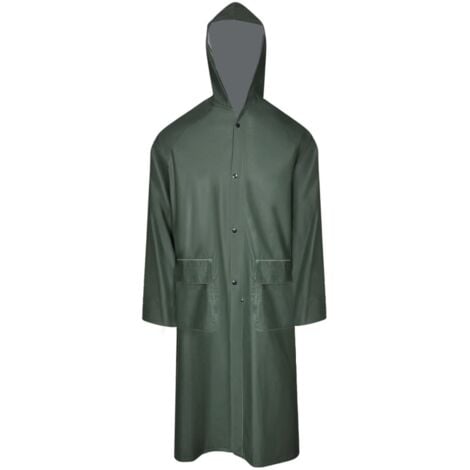 Waterproof Heavy-duty Long Raincoat with Hood Green XL vidaXL