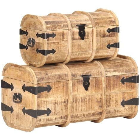 Storage Chests 2 Pieces Solid Mango Wood vidaXL