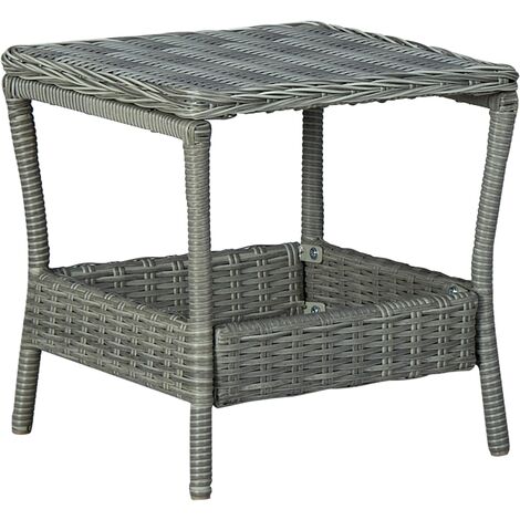 Garden Table Light Grey 45x45x46.5 cm Poly Rattan vidaXL