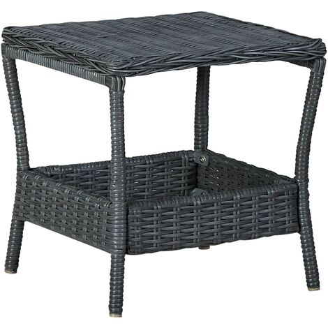 Garden Table Dark Grey 45x45x46.5 cm Poly Rattan vidaXL