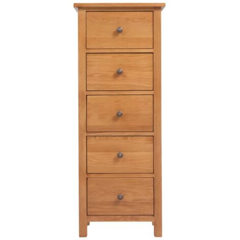 Tall Chest of Drawers 45x32x110 cm Solid Oak Wood vidaXL