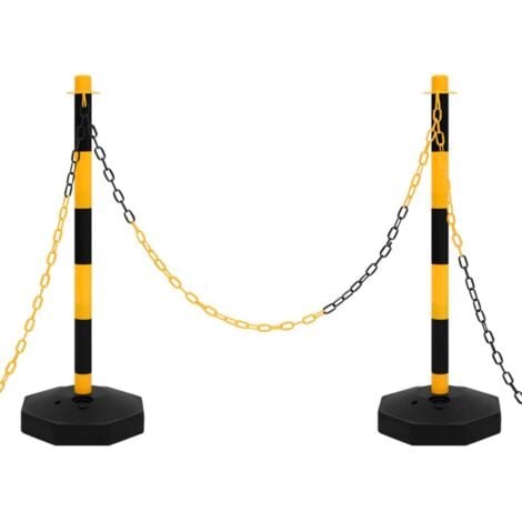 Chain Post Set with 10 m Plastic Chain vidaXL
